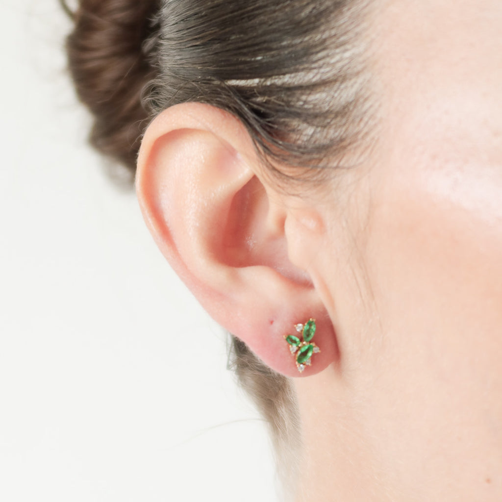 Emerald and Diamonds Flora studs – Juliet Aurel